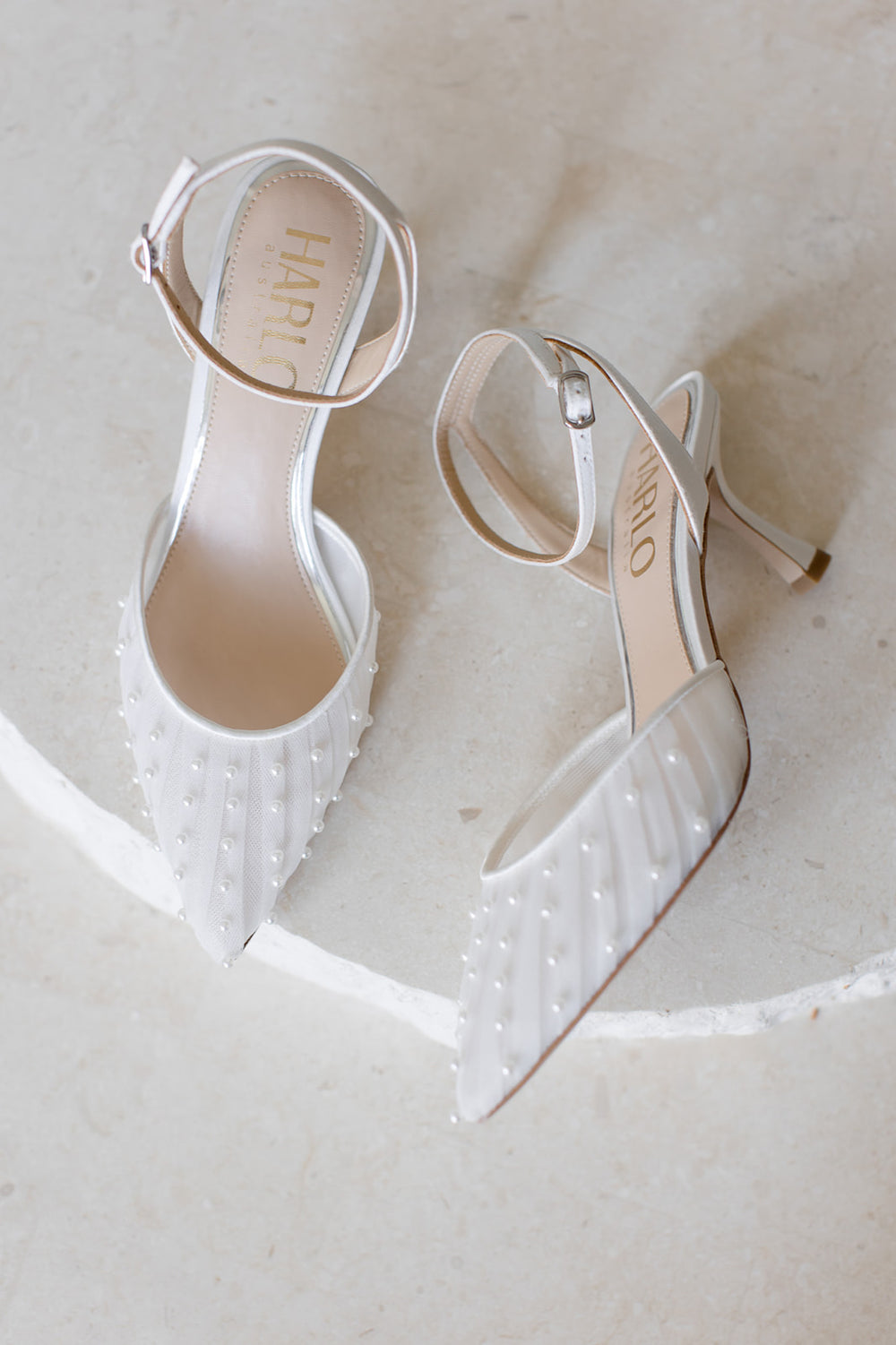 Harlo Australia - Ellie Pearl Kitten Heel - White – The White Collection