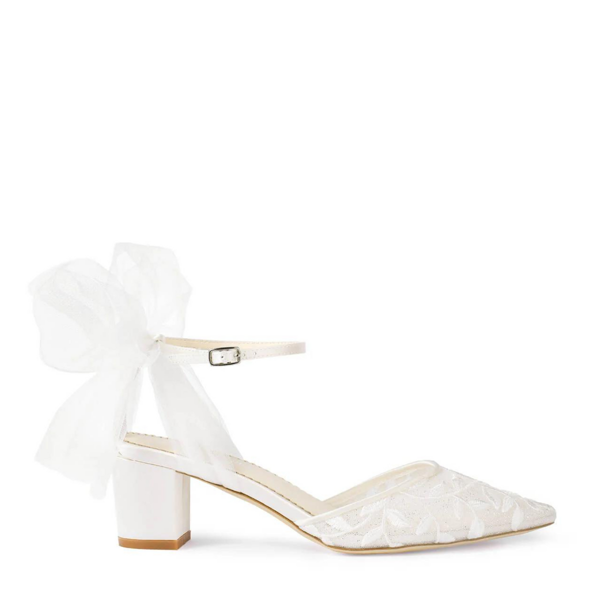 Bella Belle - Joelle - Ivory Lace Embroidered 2 Inch Block Heels with ...