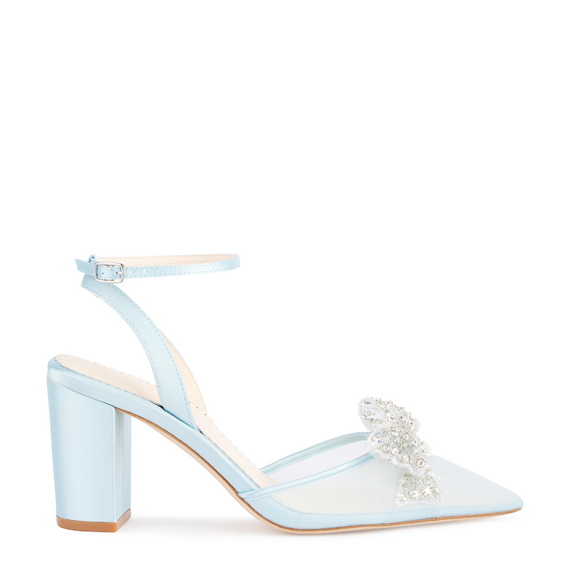 Bella Belle - Athena - Blue Crystal Block Heels with Removable Ankle ...