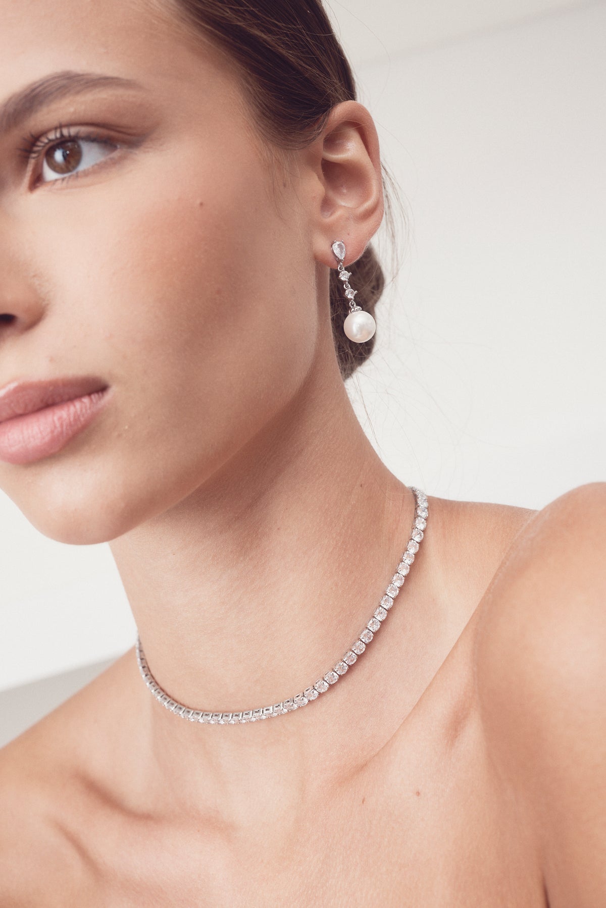 Beatrice - Long Pearl Drop Bridal Earrings – The White Collection