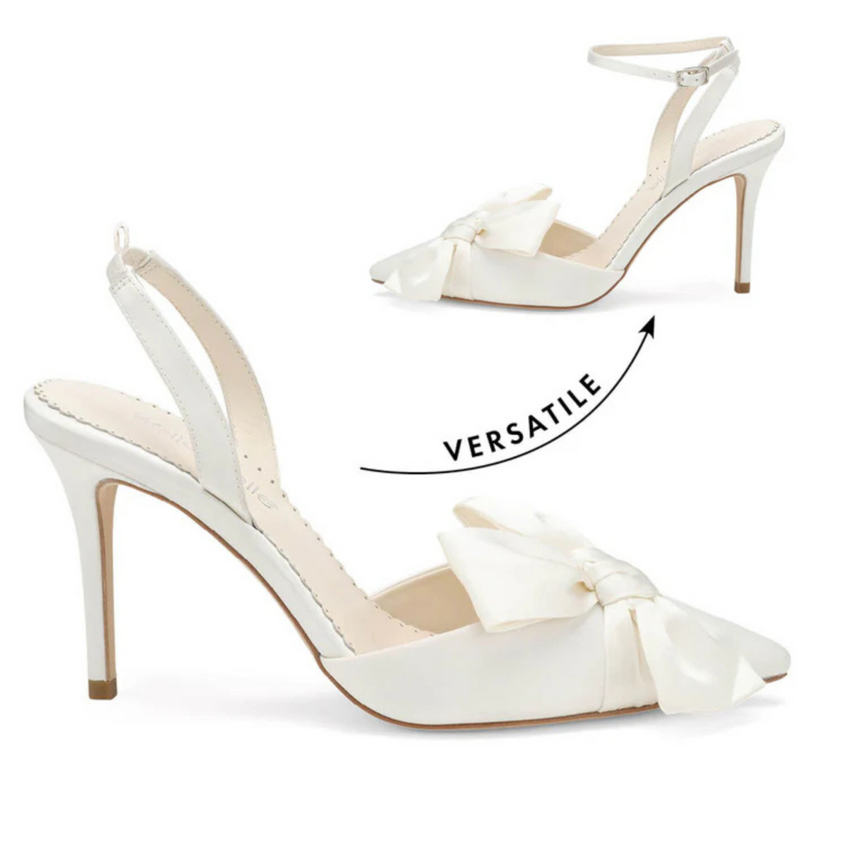 Bella Belle - Rhodes - Bow Wedding Heels with Removable Ankle Straps ...