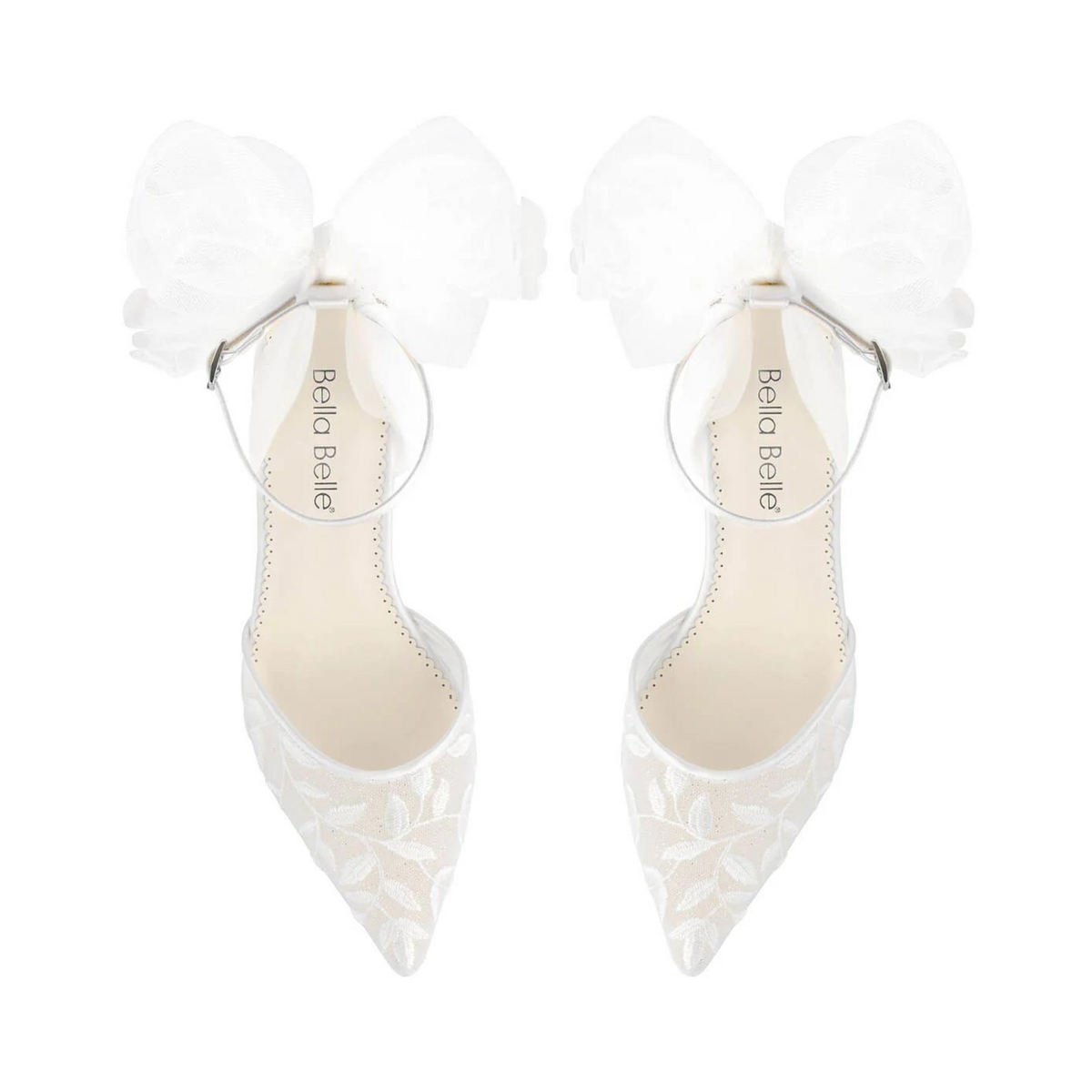 Bella Belle - Joelle - Ivory Lace Embroidered 2 Inch Block Heels with ...