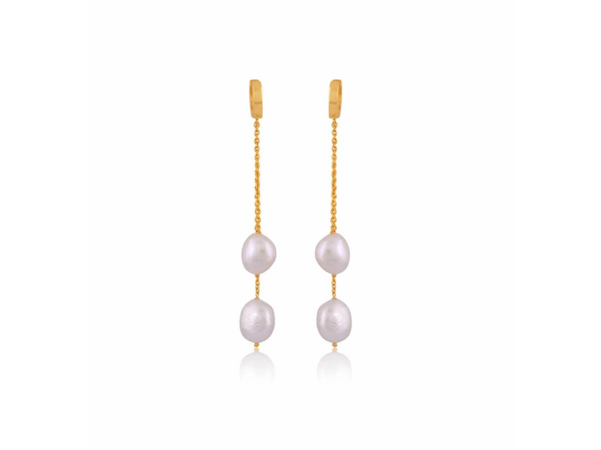 Lola Knight - Carla - Pearl Hoop Earrings - 18CT Gold | The White ...