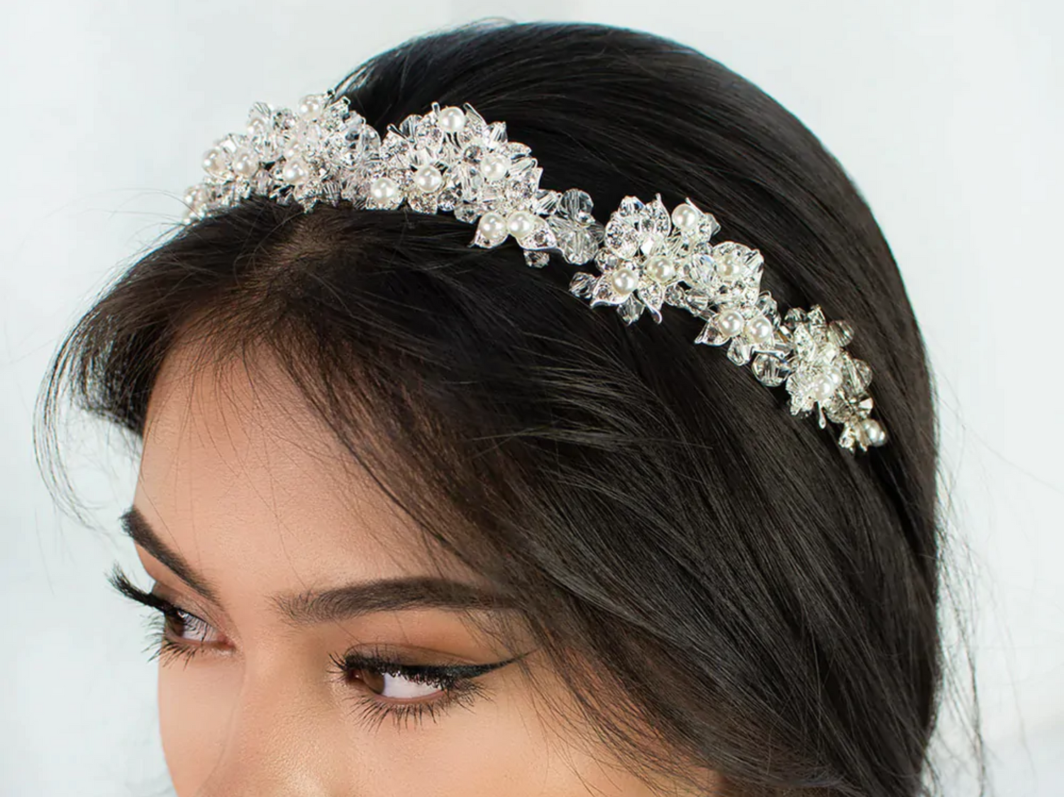 Isabelle Pearl - Modern Pearl & Crystal Bridal Crown | The White Collection